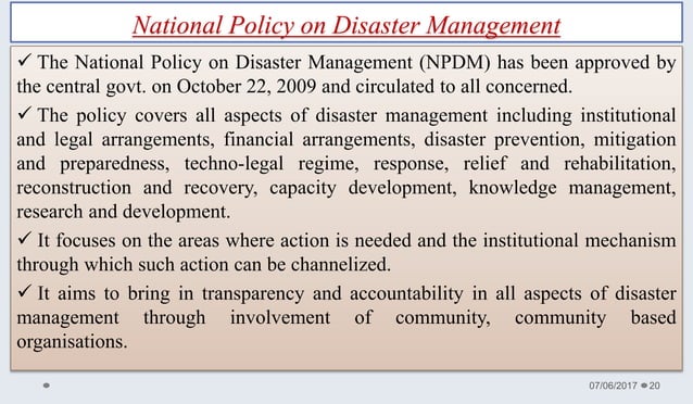 Role of central government in disaster management in india | PPTX