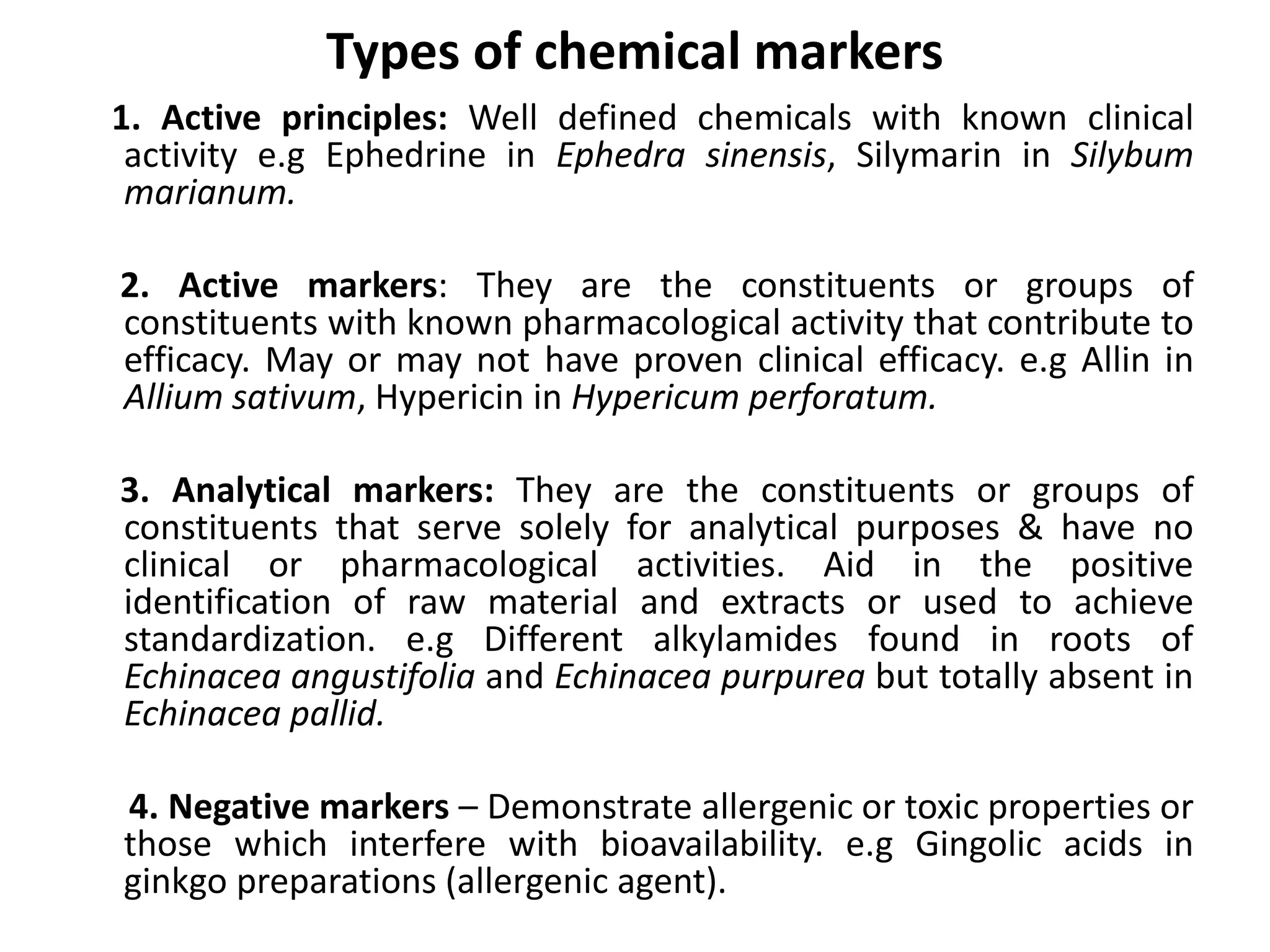Role of Markers in Standardization of Herbal Products | PPTX