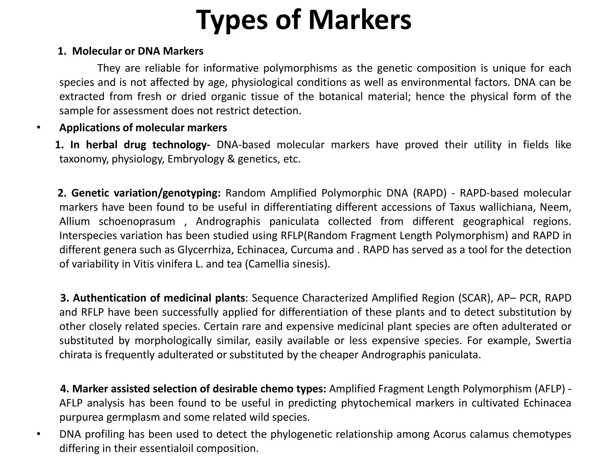 Role of Markers in Standardization of Herbal Products | PPTX