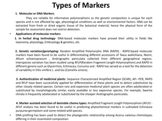 Role of Markers in Standardization of Herbal Products | PPTX