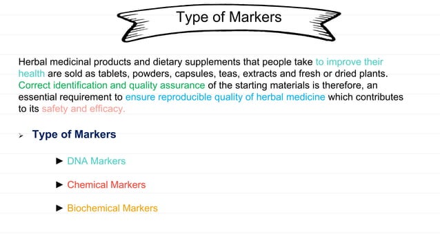 Role of chemical & biological marker.pptx | Herbs and Supplements ...