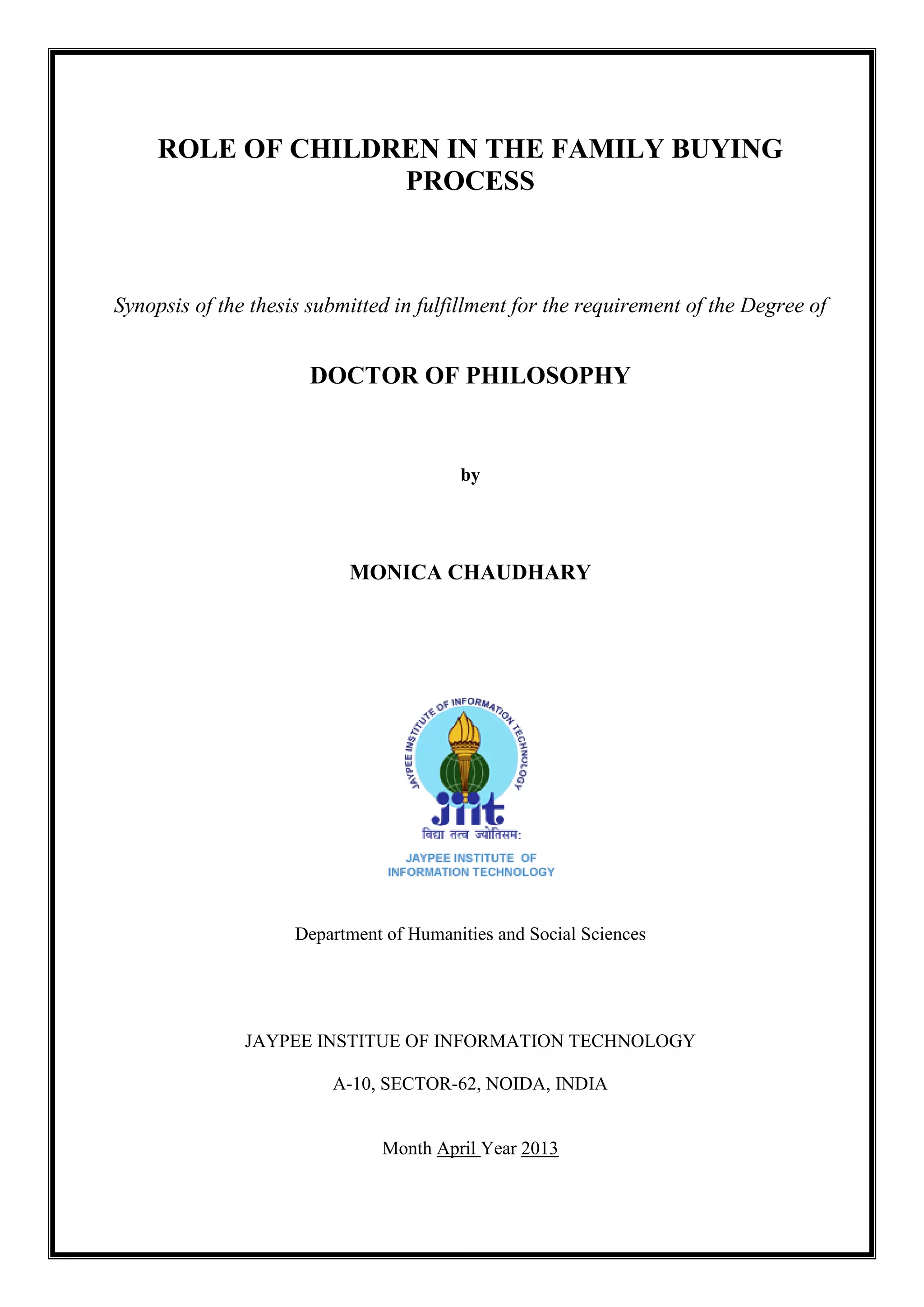 Role of children in family buying | PDF