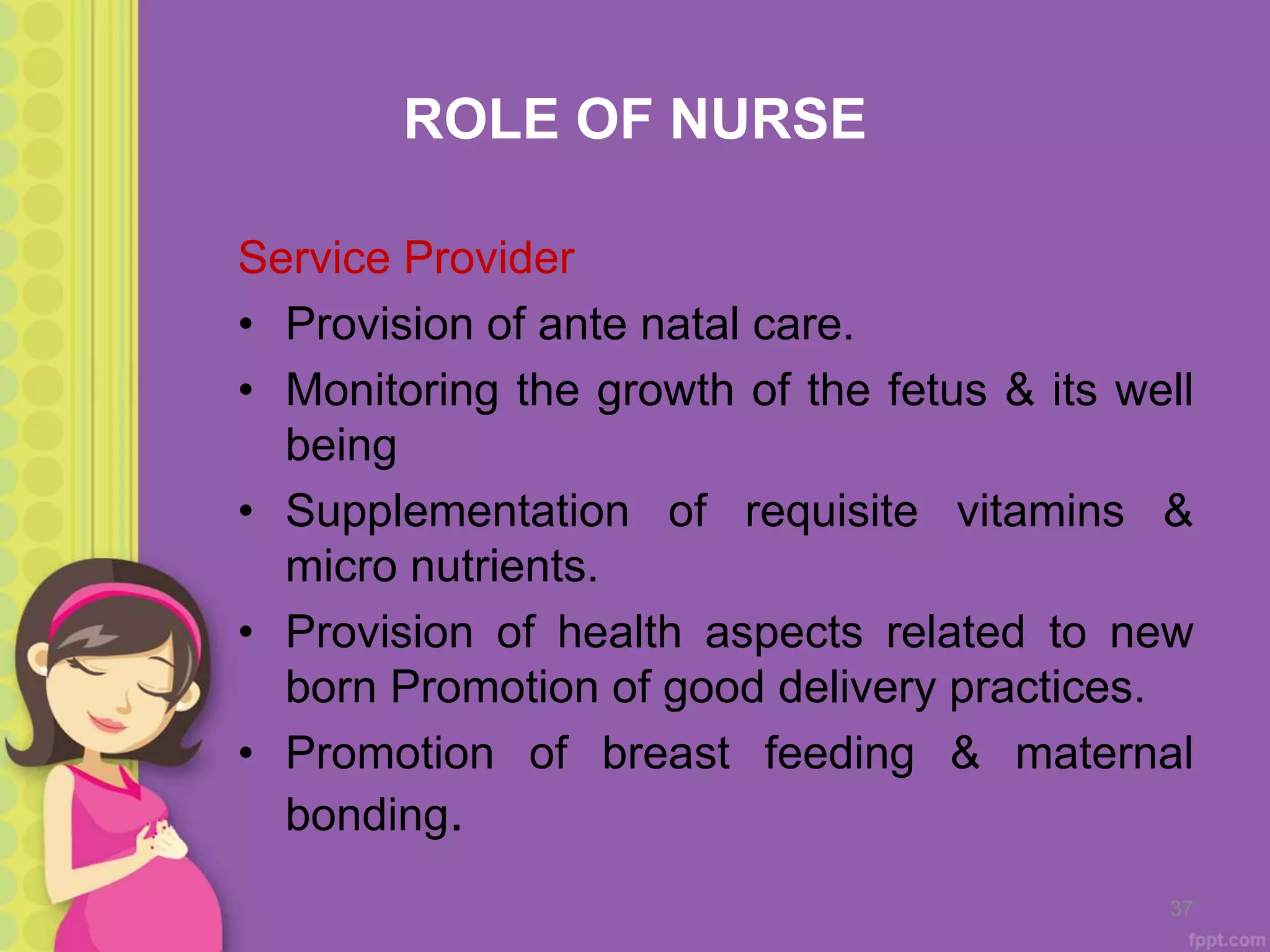 Role of community health nurse in maternal and child health care | PPT