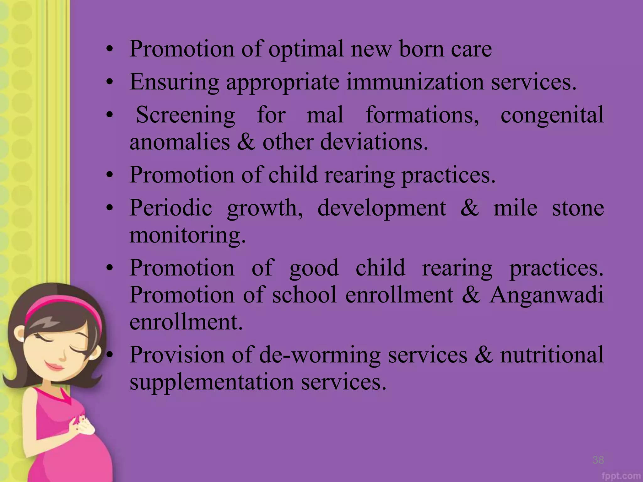 Role of community health nurse in maternal and child health care | PPT