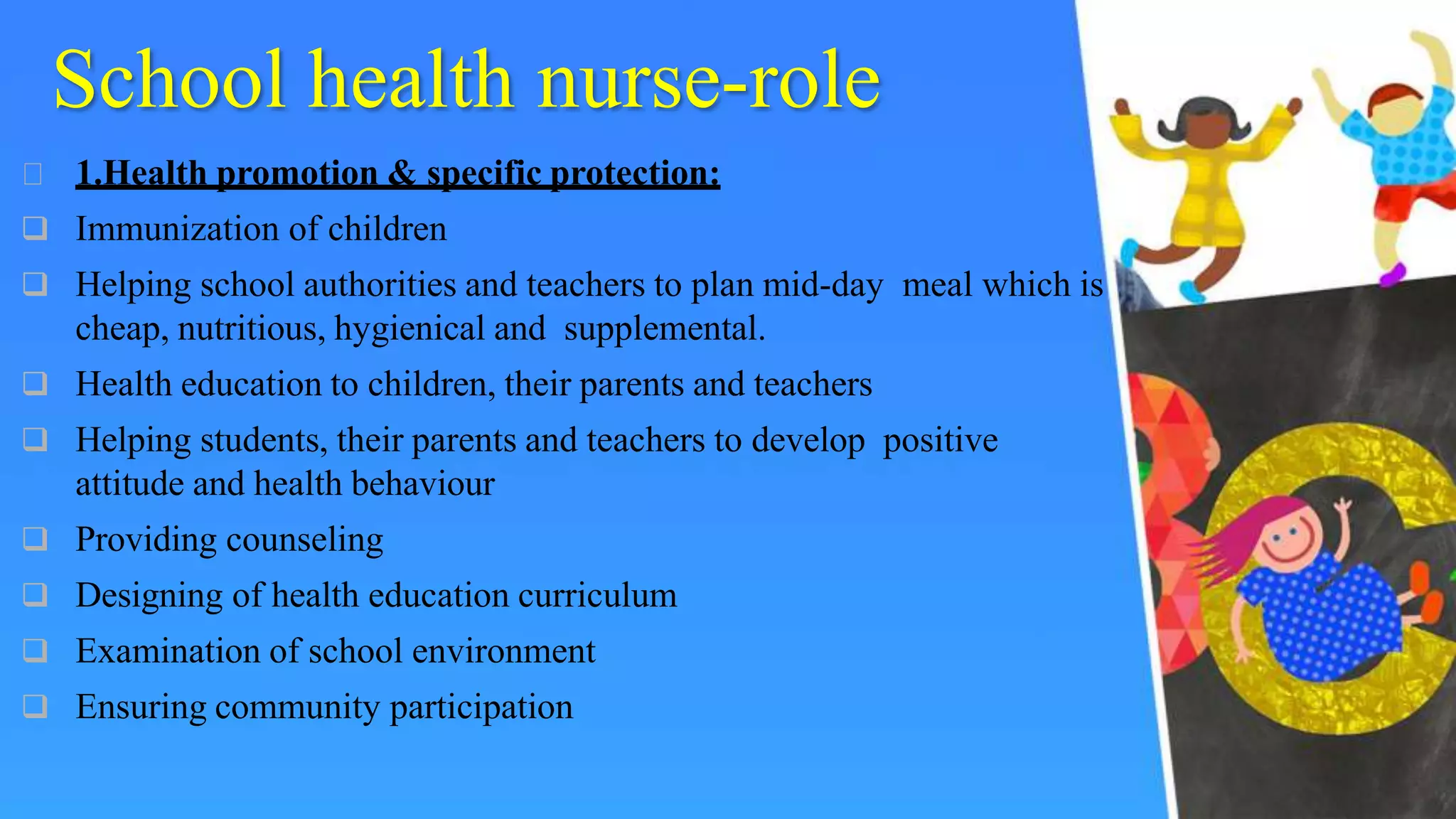 Role of chn in school health services | PPTX