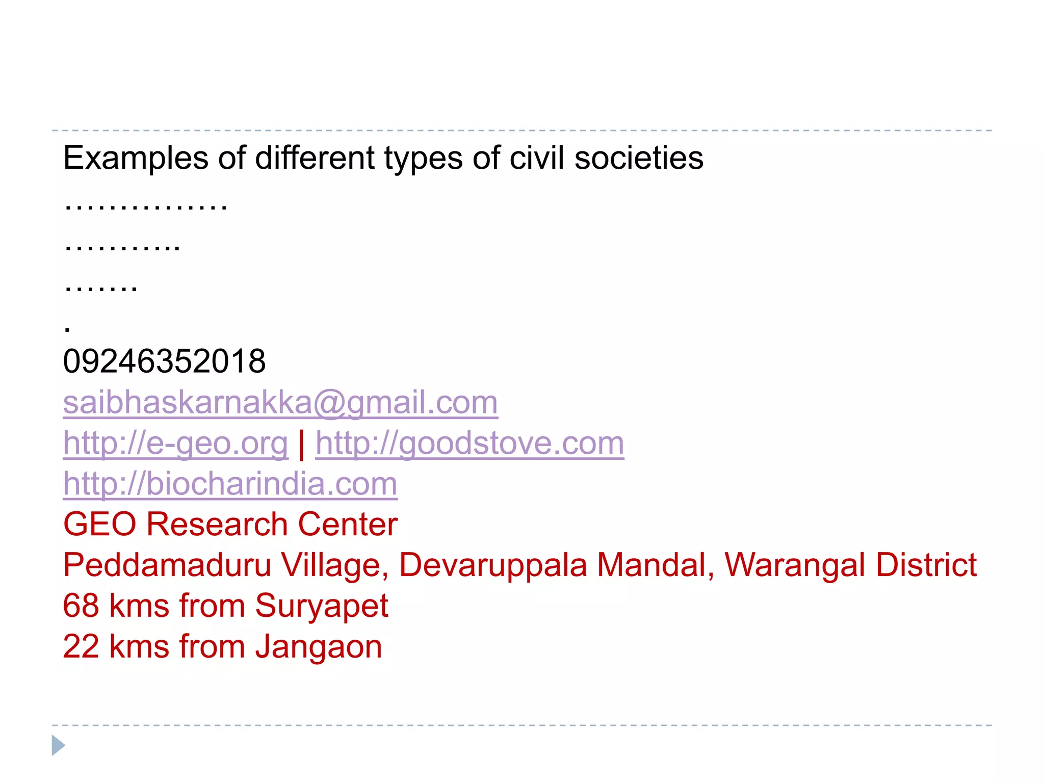 Role of civil societies | PPTX