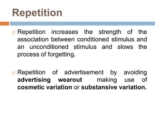 Role of classical conditioning in advertisement | PPTX