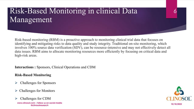 Role of Clinical Data Management in Risk-Based Monitoring | PPTX