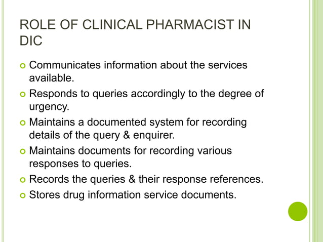Role of clinical pharmacist in dic | PPTX