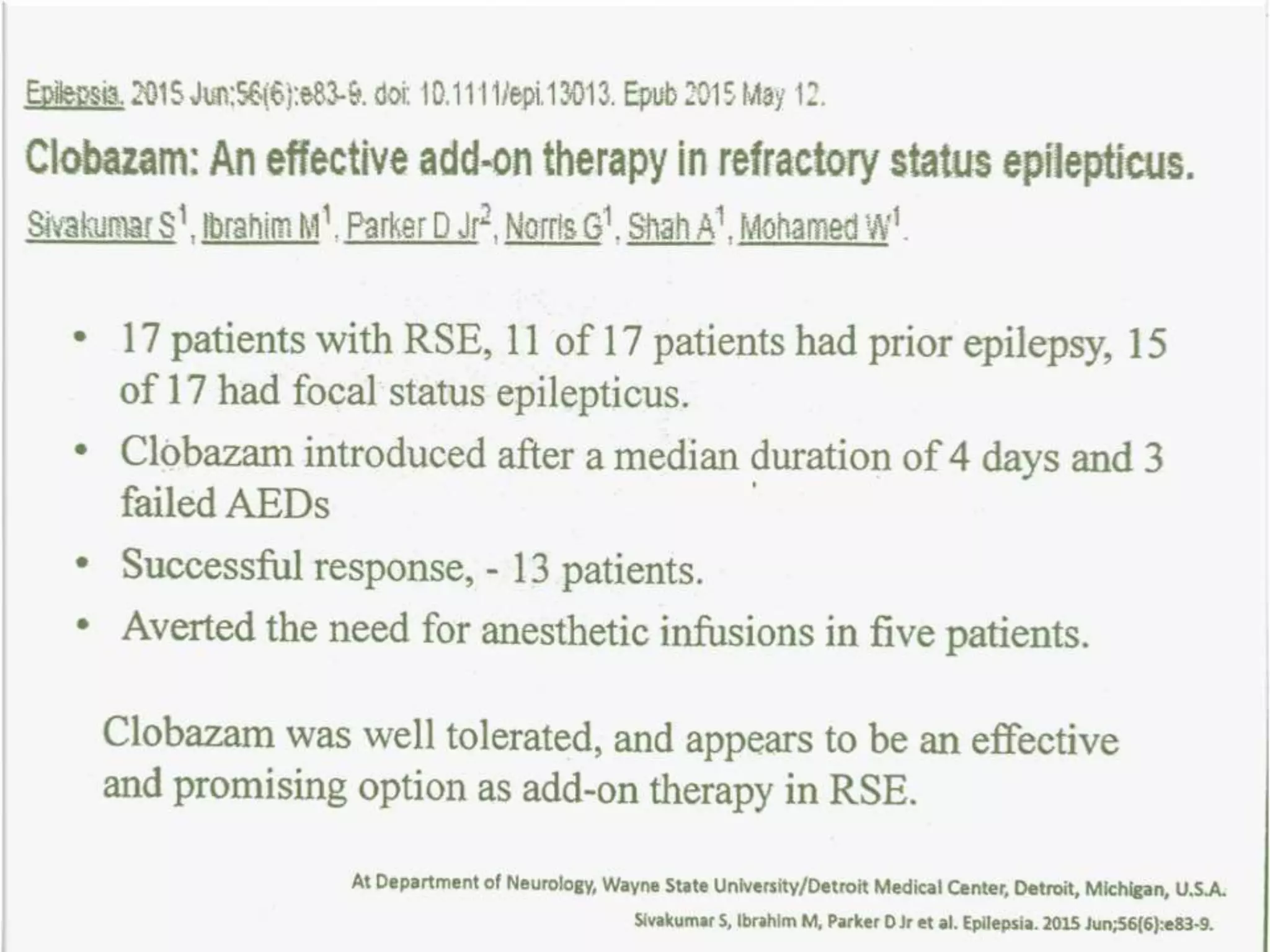 Role of clobazam in pediatric epilepsy | PPT