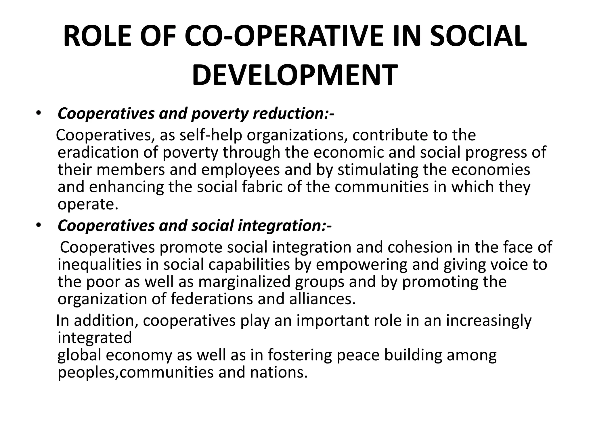Role of co operative | PPTX