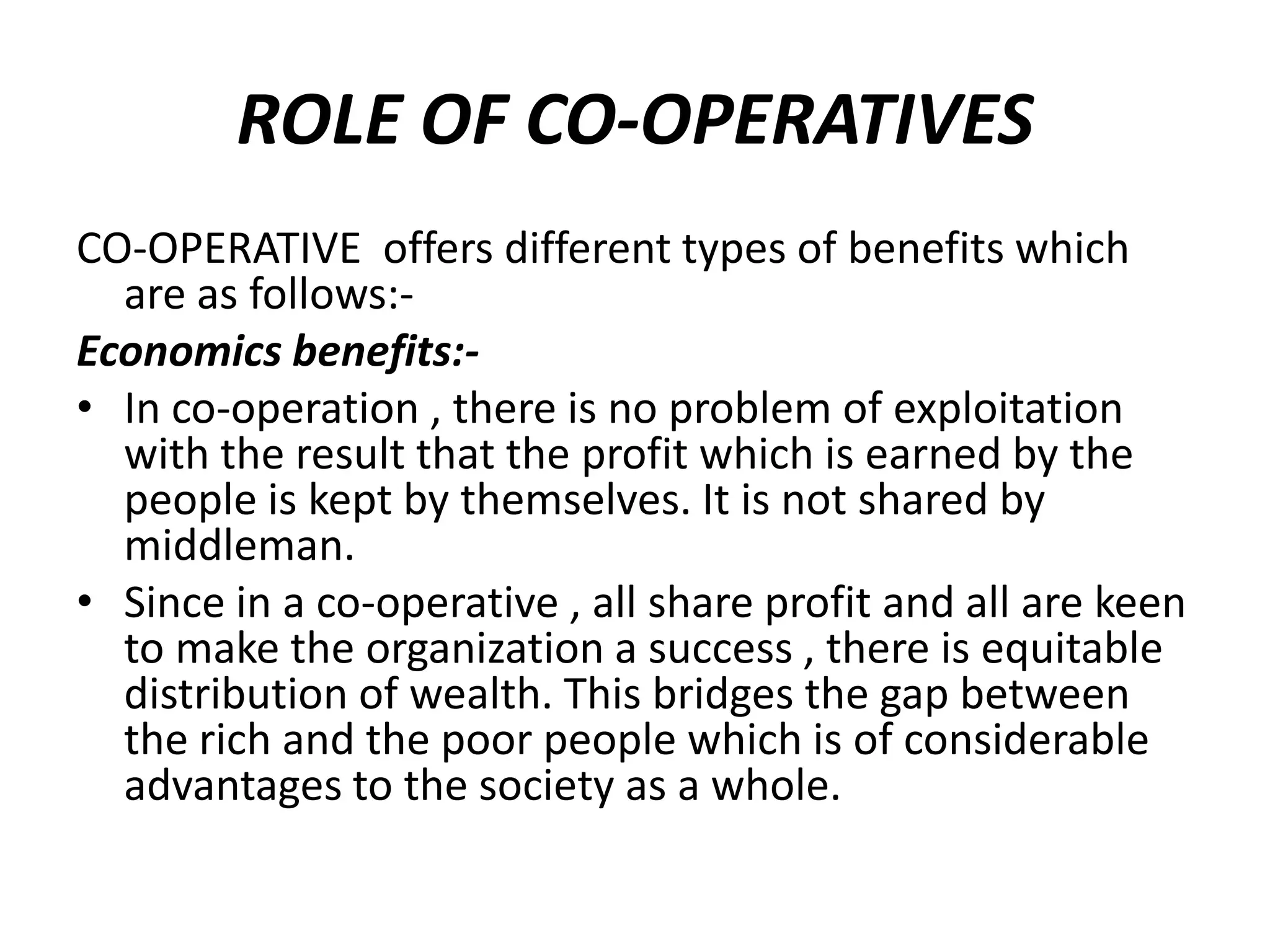 Role of co operative | PPTX