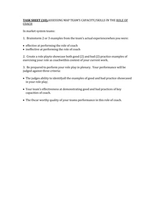 Role of Coach Activity | DOCX