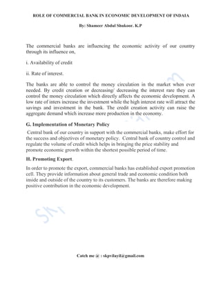 Role of commercial banks in economic development of India | PDF
