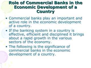 Role Of Commercial Banks In The Economic Development Of A Country | PPT