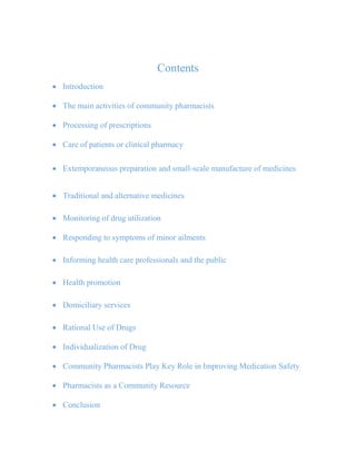Role of community pharmacist | PDF