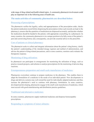 Role of community pharmacist | PDF