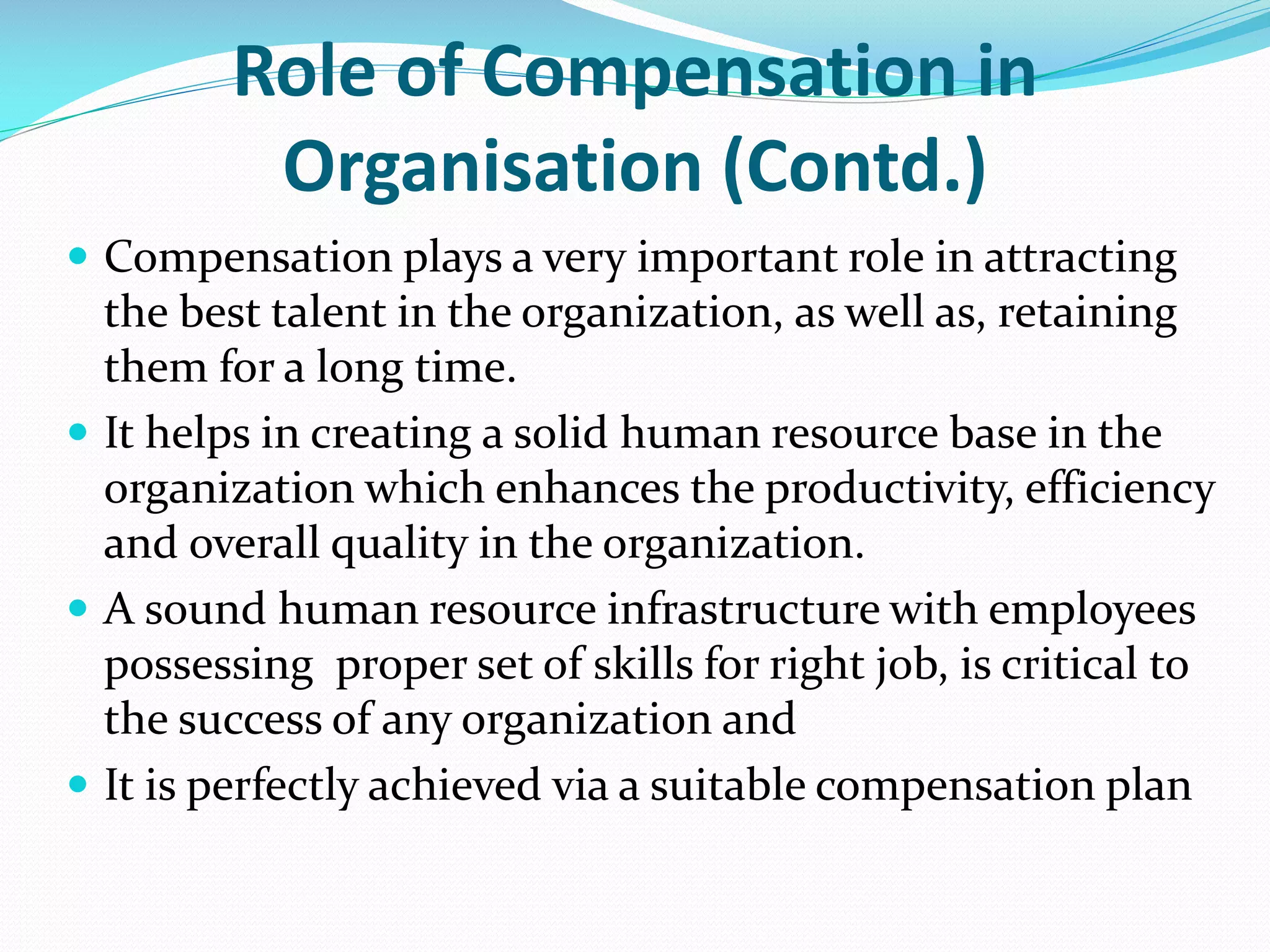 Role of compensation in organisation | PPTX