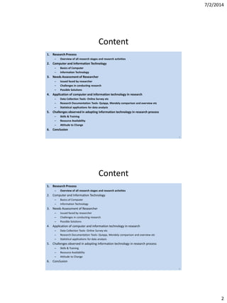 Role of IT in Research: How to improve productivity of Research Process ...