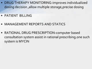 Role of computers in clinical pharmacy | PPTX