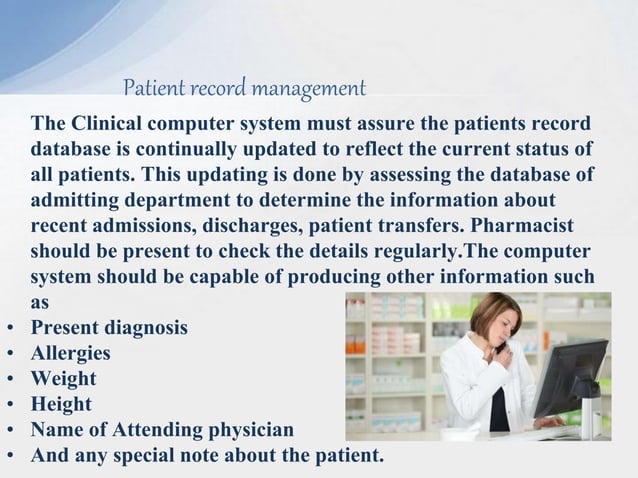 Role of computers in clinical pharmacy simi joju k. | PPT