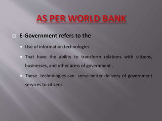 Role of computers in E governance | PPTX | Cloud Computing | Internet