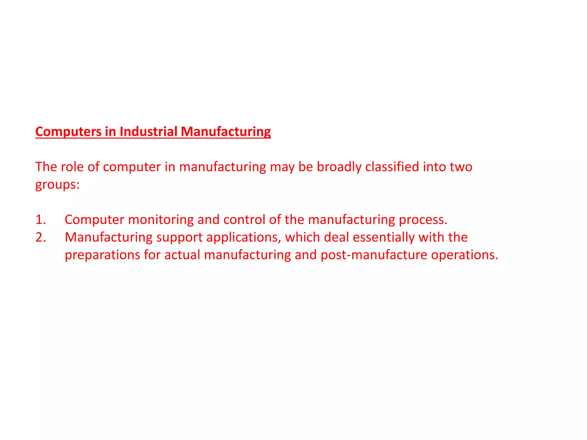 Role of computers in mfg | PPTX
