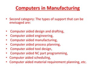 Role of computers in mfg | PPTX