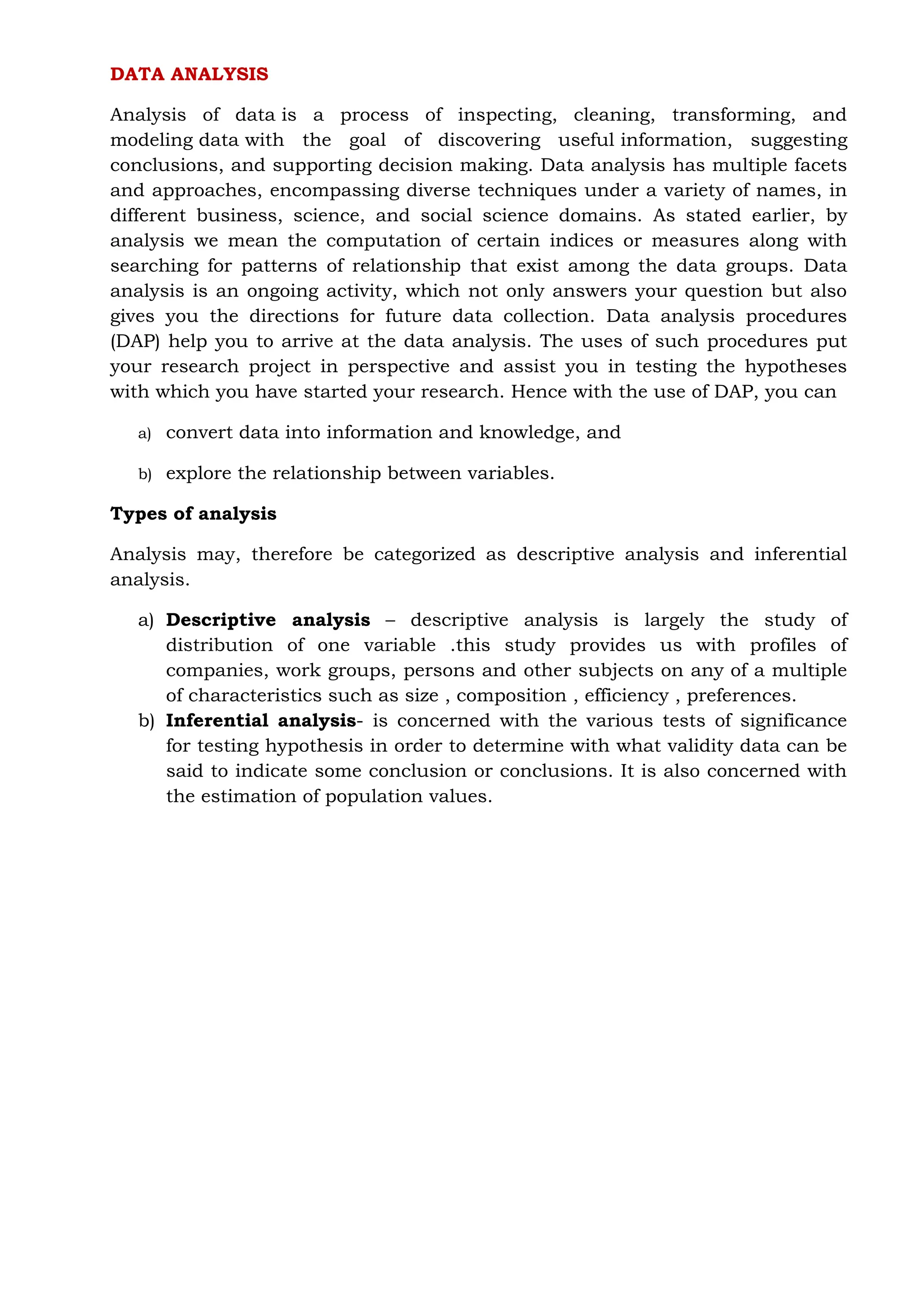 Role of Computers in Research, Data Processing, Data Analysis | PDF
