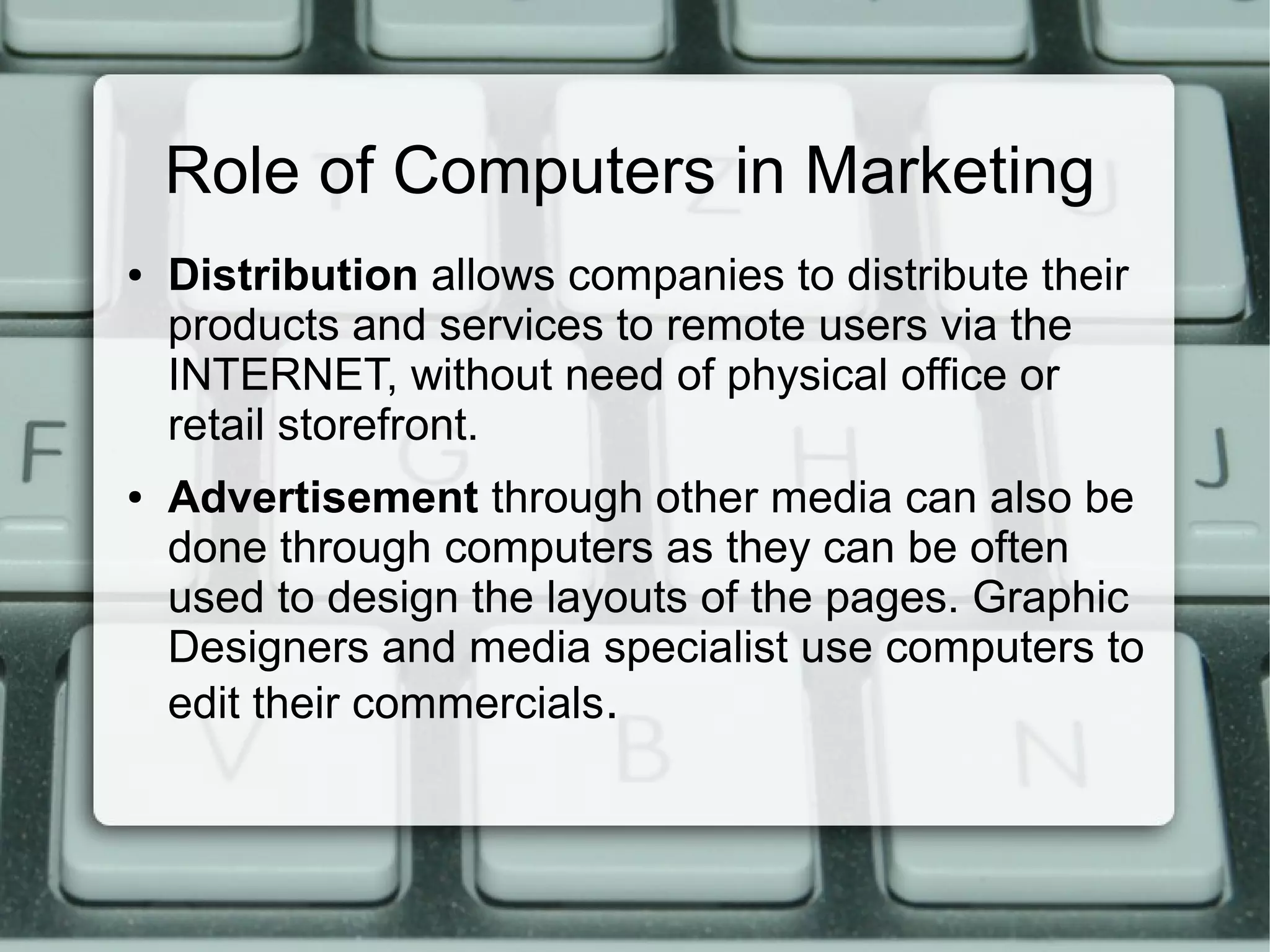Role of computers in sales and marketing scm & crm | ODP