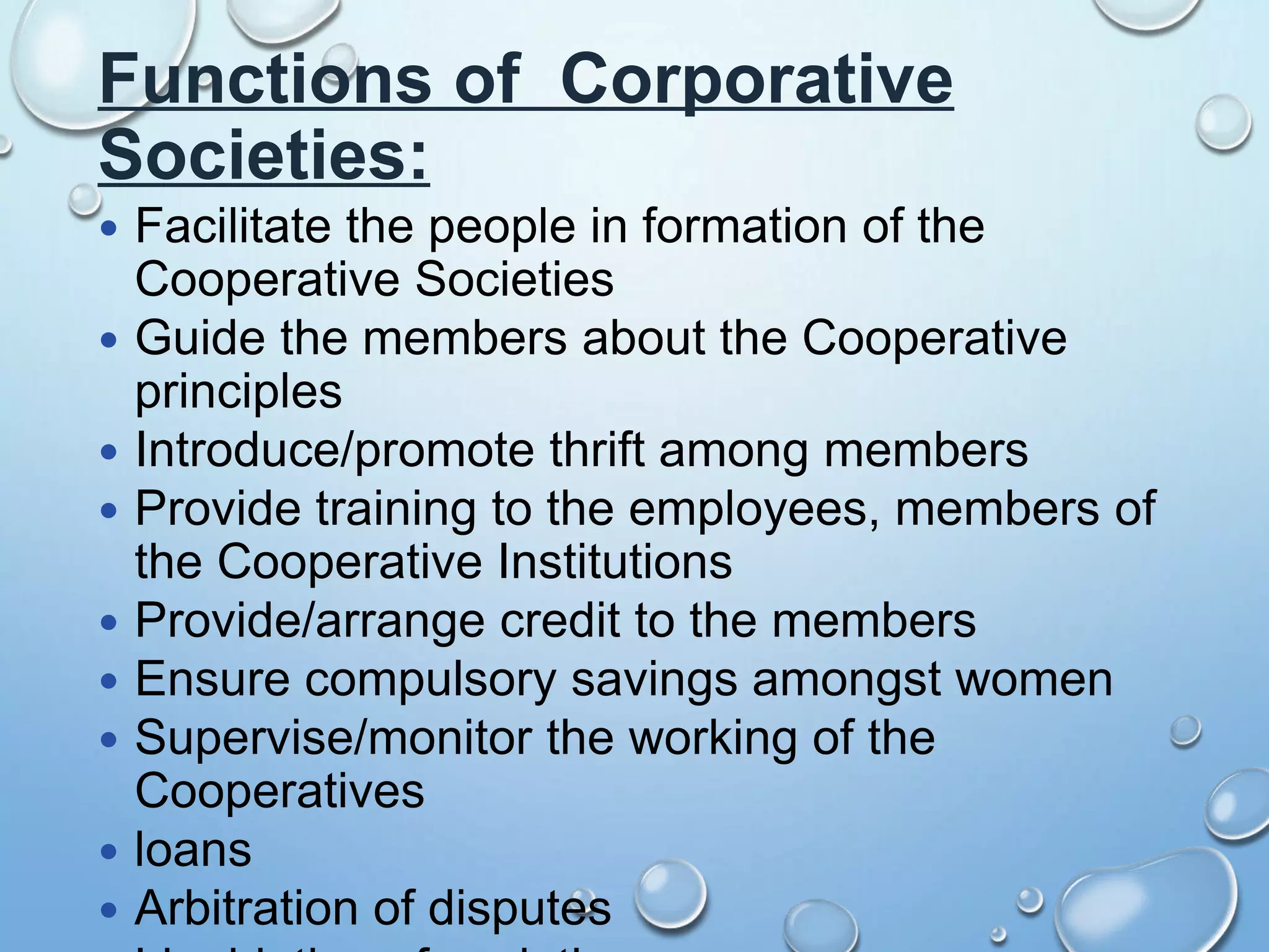 Role of cooperative societies in community development | PPTX