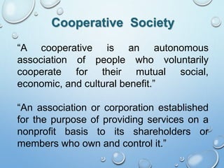 Role of cooperative societies in community development | PPTX