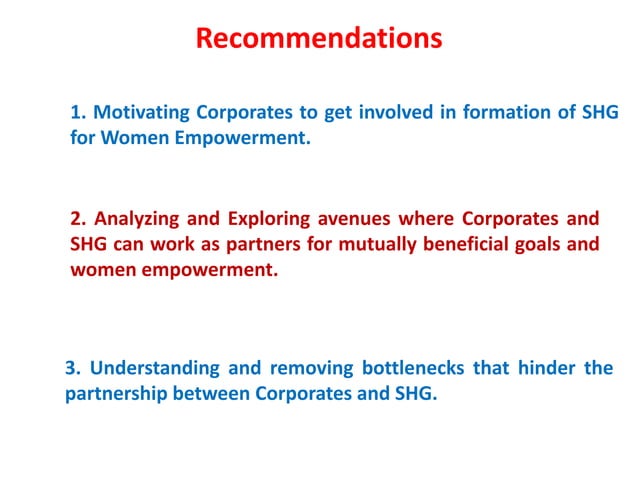 Role of Corporate in promoting women empowerment through SHG | PPT