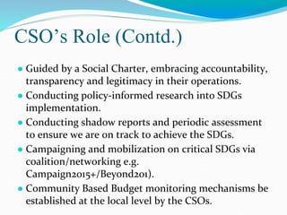 Role of CSOs in SDGs Implementation Monitoring | PPTX