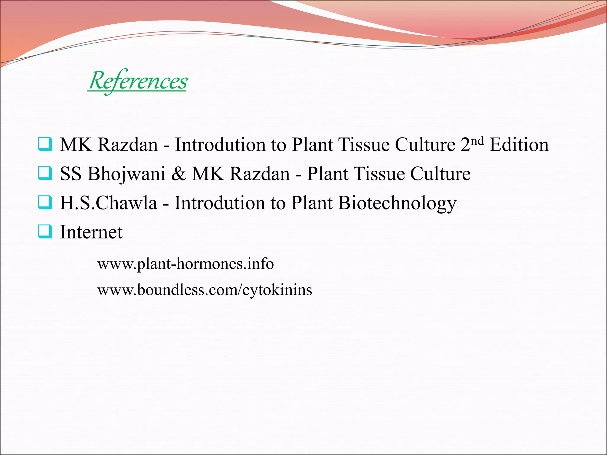 Role of cytokinin in plant tissue culture | PPT