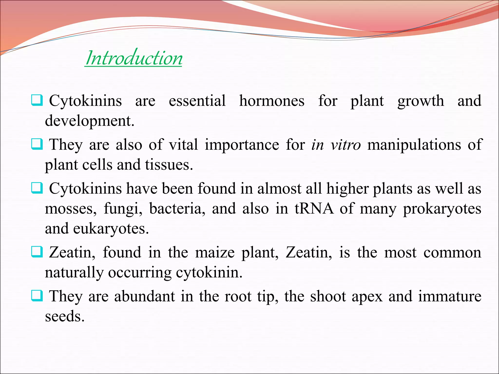 Role of cytokinin in plant tissue culture | PPT