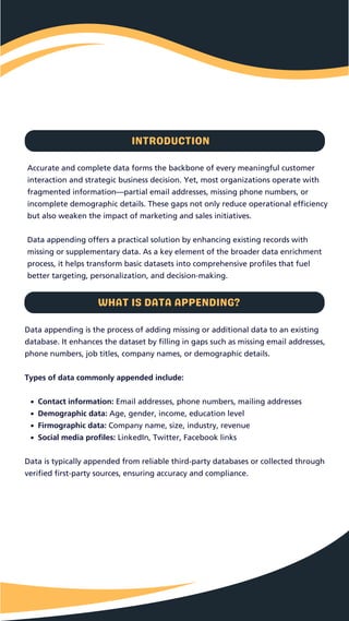 Role of Data Appending in Data Enrichment A Complete Overview | PDF
