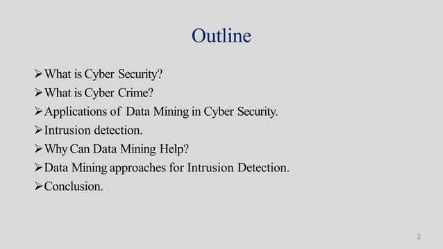 Role of data mining in cyber security | PPTX