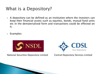 Role of Depositories and Depository Participants | PPTX