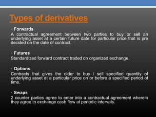 Role of derivative in the current economy | PPT