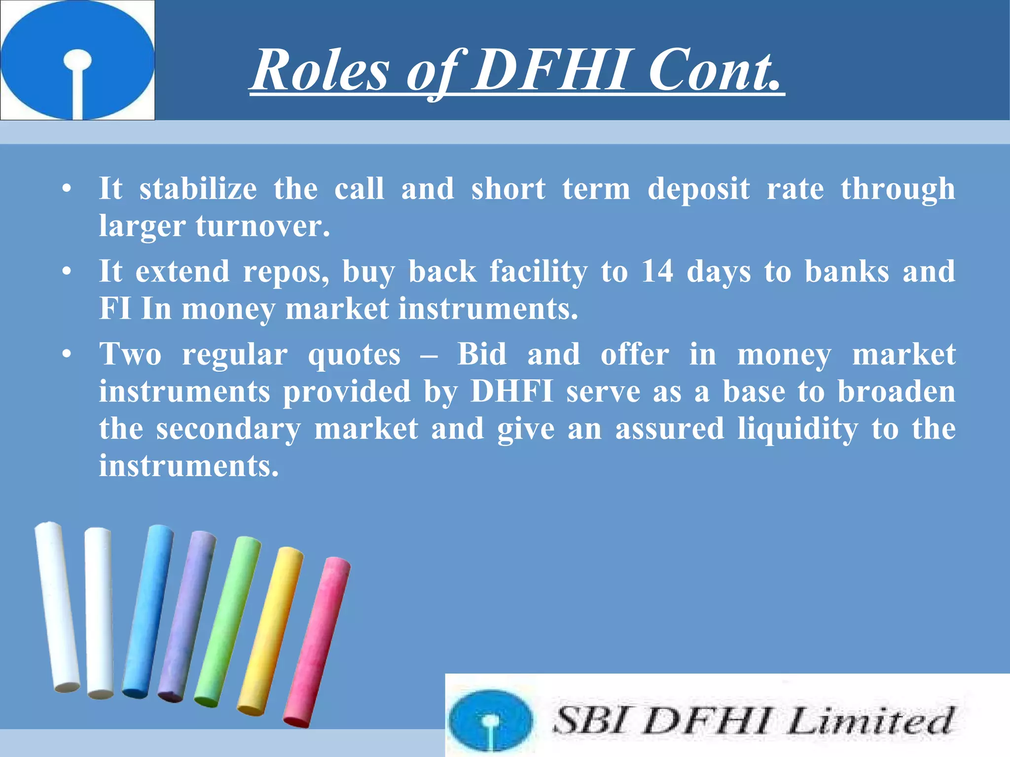 Role of dfhi in money market | PPT