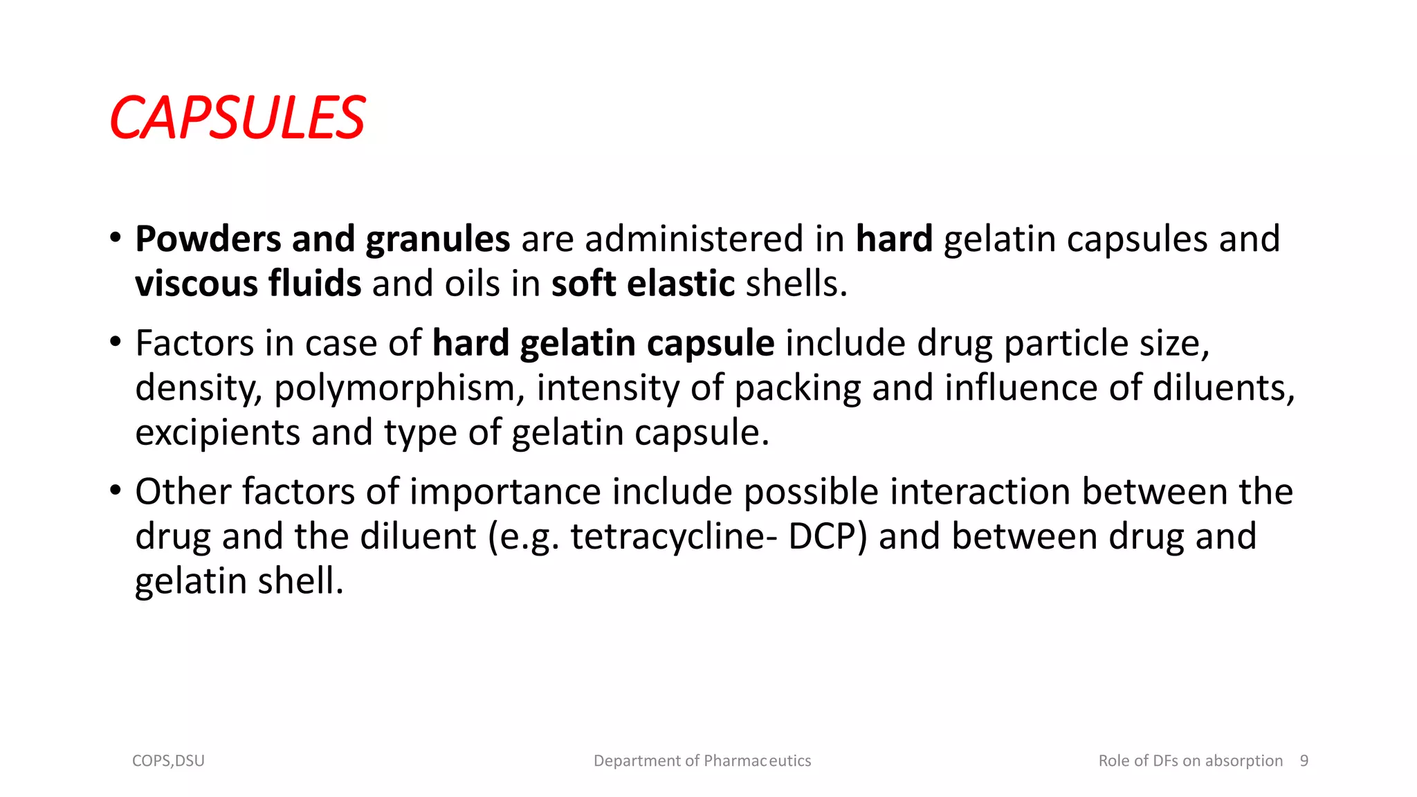Role of Dosage Forms on absorption. | PPTX