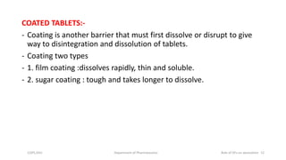 Role of Dosage Forms on absorption. | PPTX