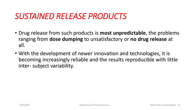 Role of Dosage Forms on absorption. | PPTX