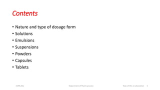 Role of Dosage Forms on absorption. | PPTX