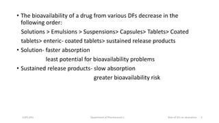 Role of Dosage Forms on absorption. | PPTX