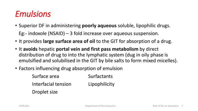 Role of Dosage Forms on absorption. | PPTX