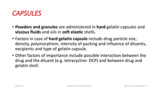 Role of Dosage Forms on absorption. | PPTX