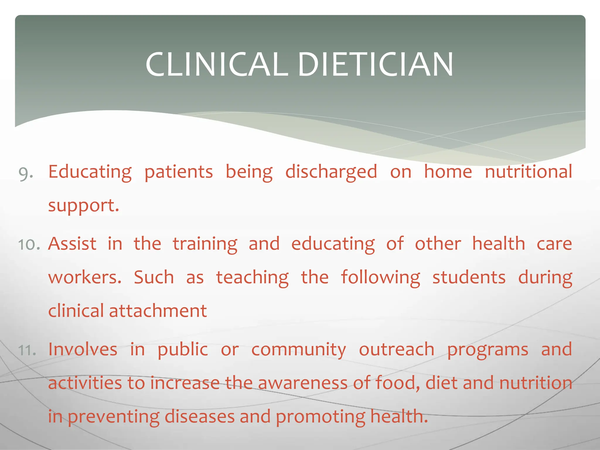 ROLE OF DIETICIAN IN THE HEALTHCARE TEAM.pptx | Healthcare Industry ...