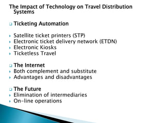 Role of distribution channels in marketing tourism products and ...